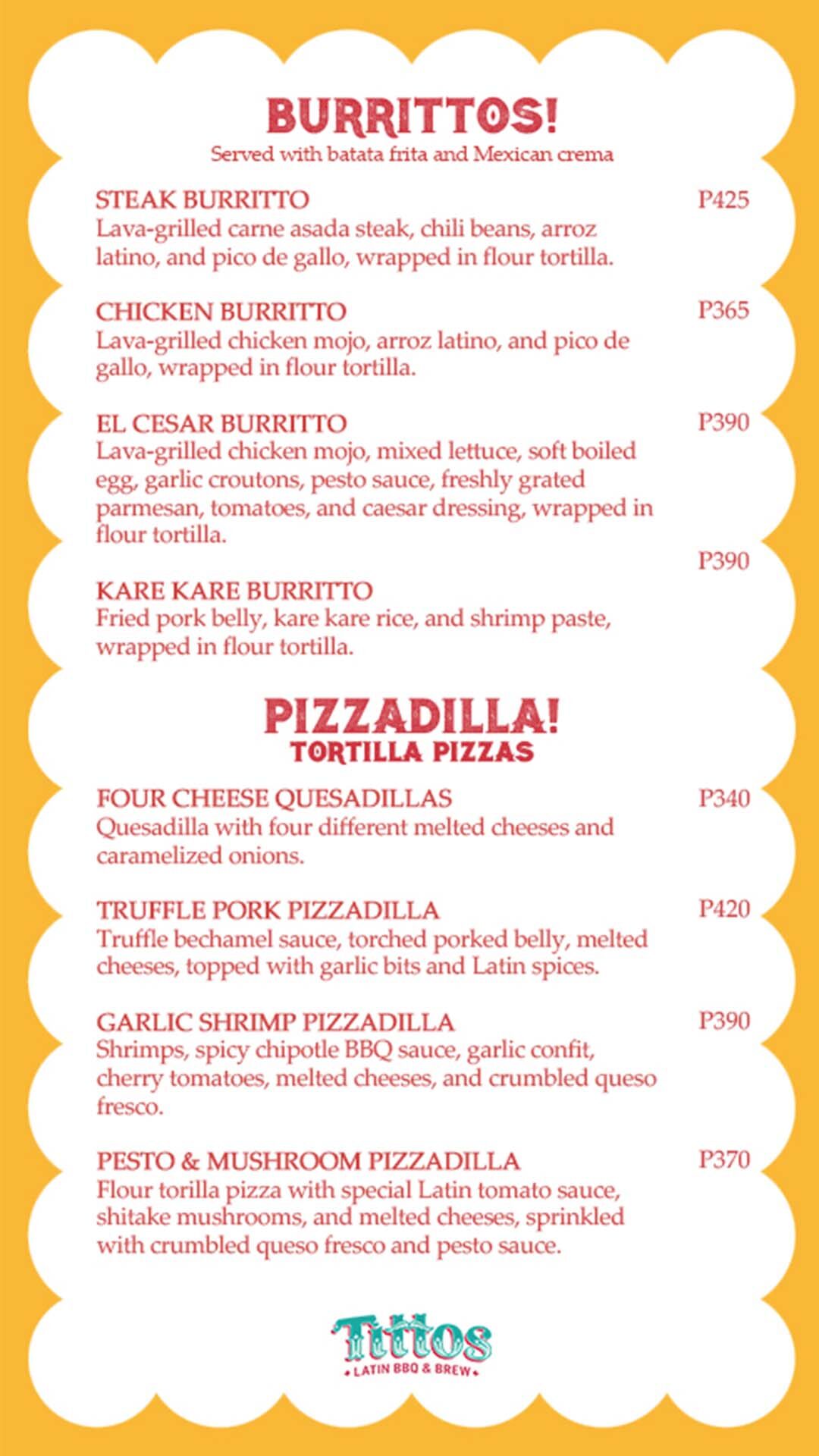 Menu - Tittos Latin BBQ & Brew